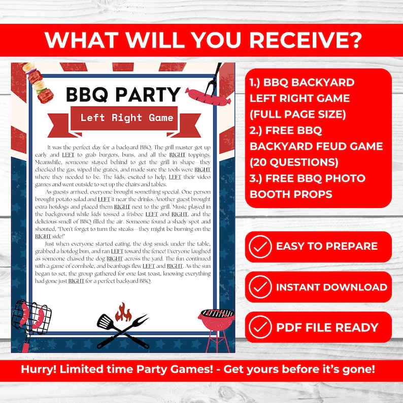 BBQ Left Right Game for Families & Kids – Backyard Party Game + FREE ...