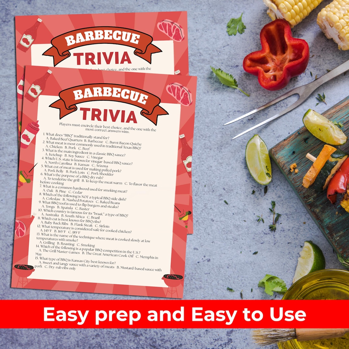 Printable Barbecue Trivia Party Game for BBQ Hosts & Families + Free ...