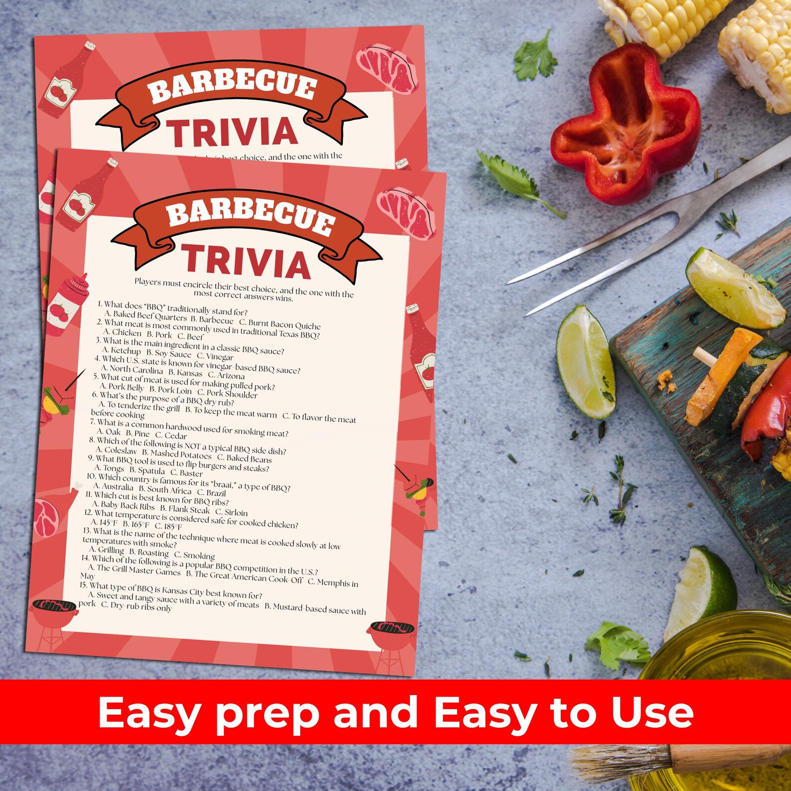 Printable Barbecue Trivia Party Game for BBQ Hosts & Families + Free ...