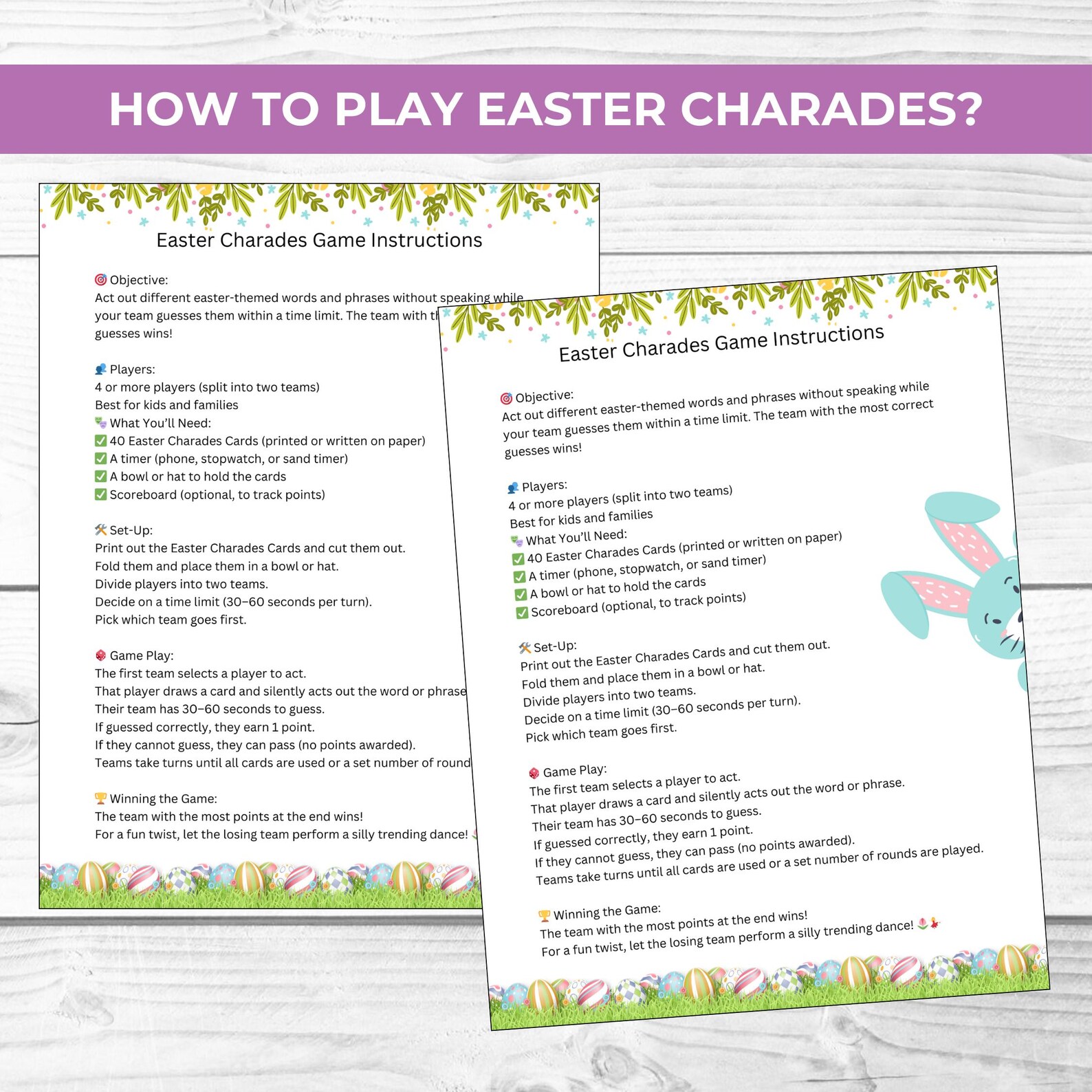 Printable Easter Charades Game for Kids & Adults | Fun Easter Party ...