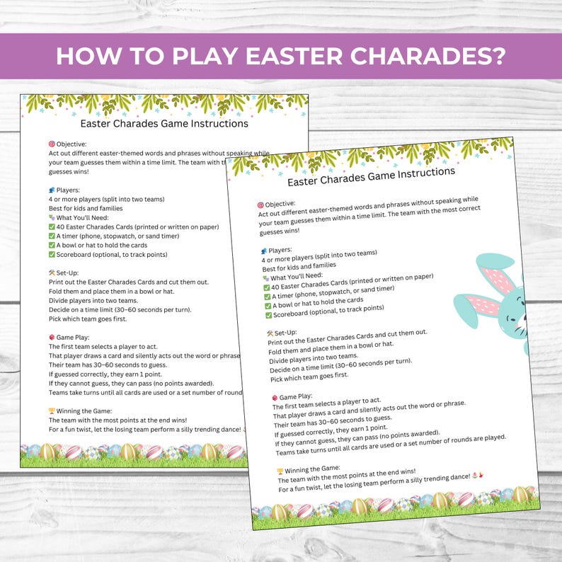Printable Easter Charades Game for Kids & Adults | Fun Easter Party ...