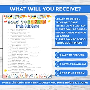 Back to School Trivia Game for Kids With Free Prayer Cards & Printable ...
