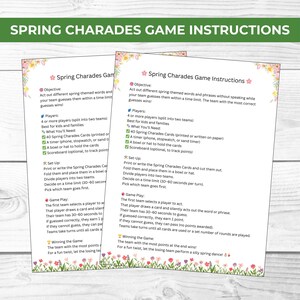 Spring Charades Game Printable, Fun Spring Party Game for Kids, Adults ...
