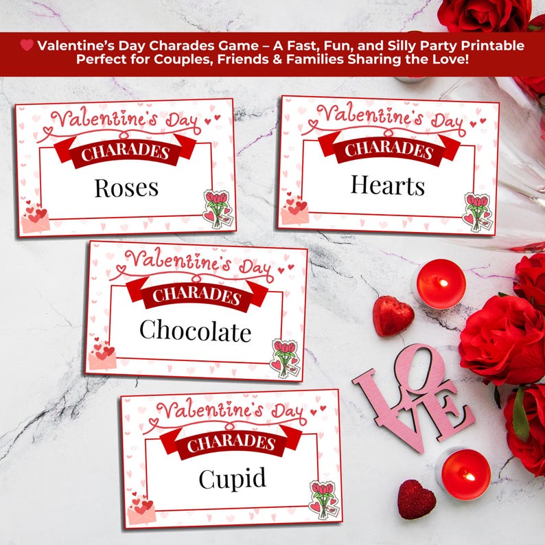 Valentine’s Day Charades Game Printable for Kids, Couples and Families ...