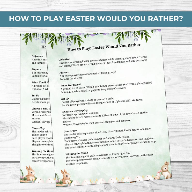 Easter Would You Rather Game Cards - Fun Easter Party Game for Kids ...