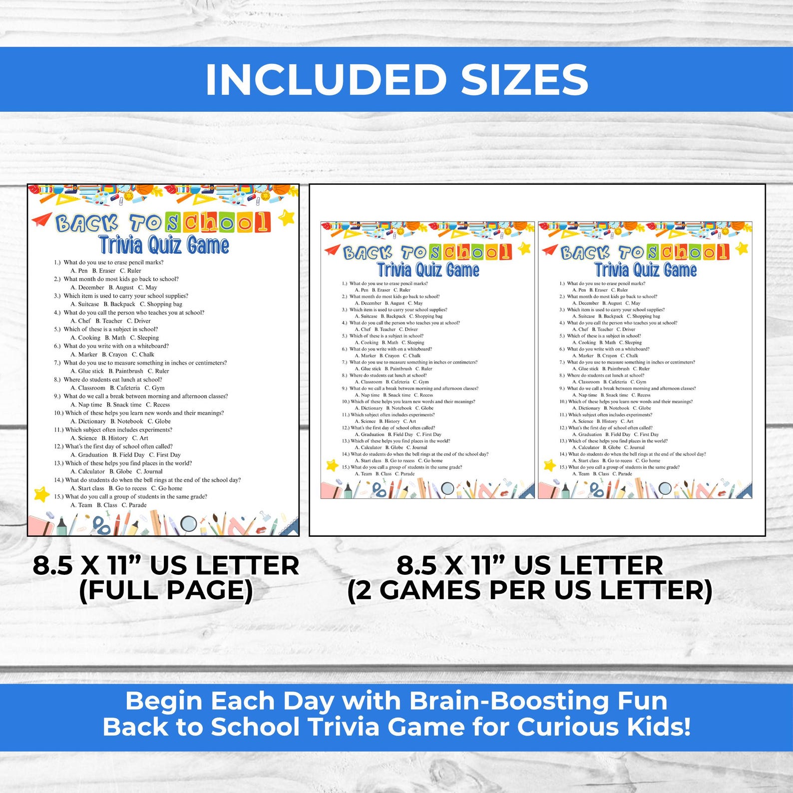 Back to School Trivia Game for Kids With Free Prayer Cards & Printable ...