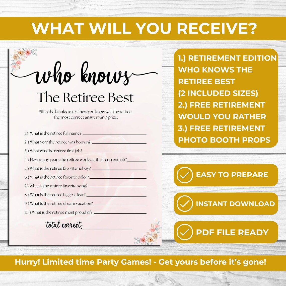 Who Knows the Retiree Best Game for Coworkers & Family – Retirement ...