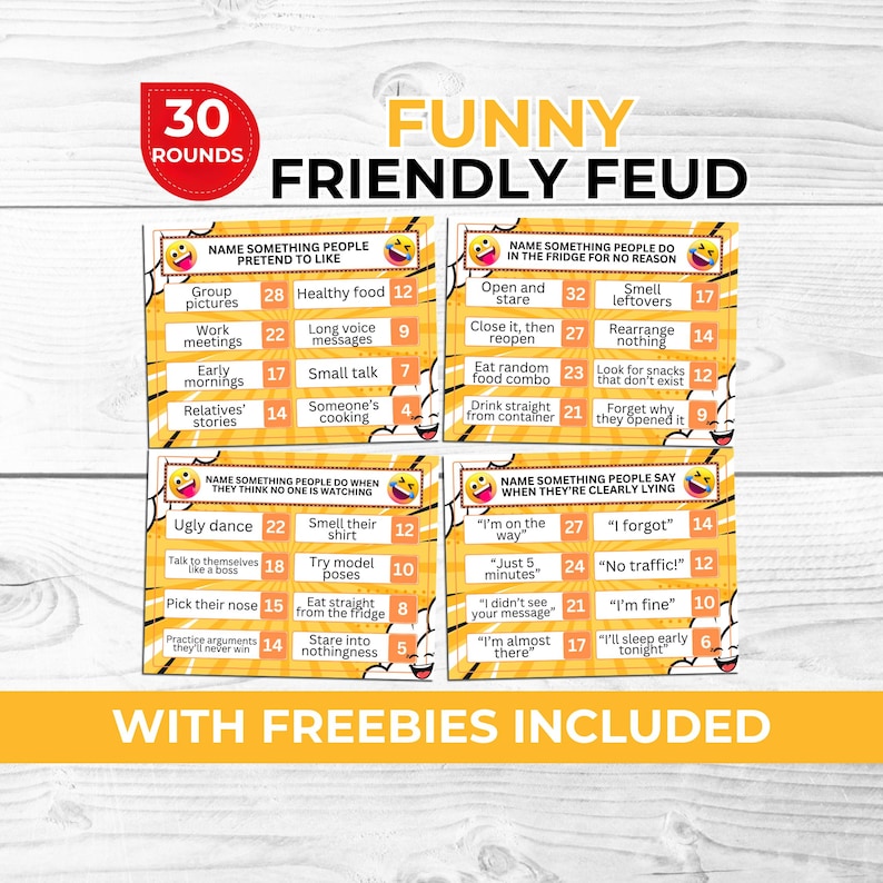 Funny Friendly Feud Game Printable Family Party Game for Adults Kids ...