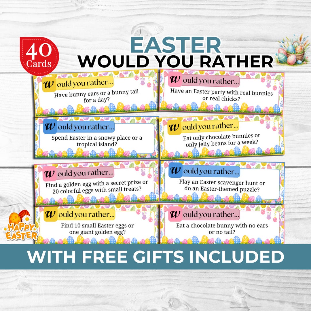 Easter Would You Rather Game Cards - Fun Easter Party Game for Kids ...