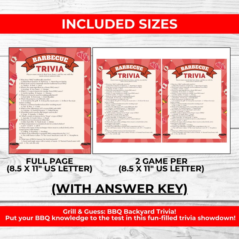 Printable Barbecue Trivia Party Game for BBQ Hosts & Families + Free ...