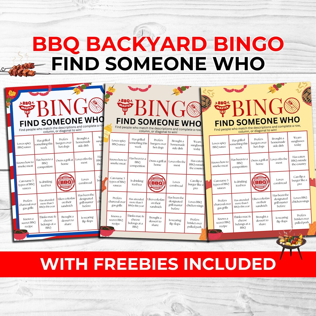 Barbecue Bingo Game Find Someone Who, Fun BBQ Party Game for Kids and ...