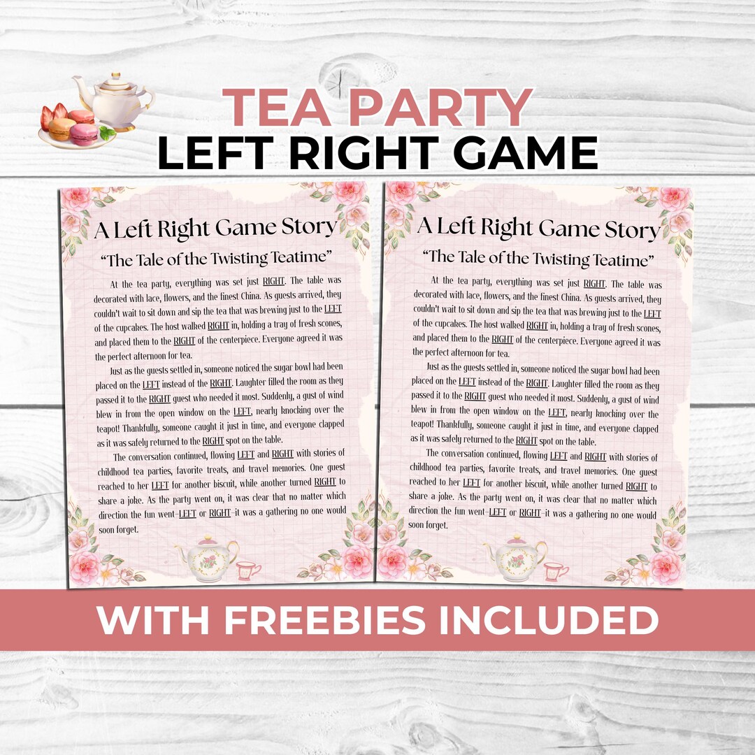 Printable Tea Party Left Right Story Game for Girls’ High Tea, Family ...