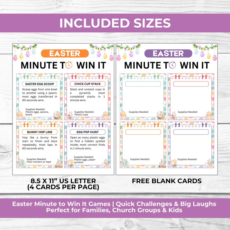 Easter Minute to Win It Games for Families & Kids, Printable Easter ...