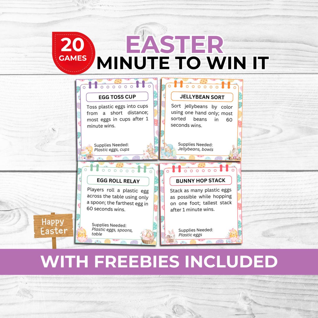 Easter Minute to Win It Games for Families & Kids, Printable Easter ...