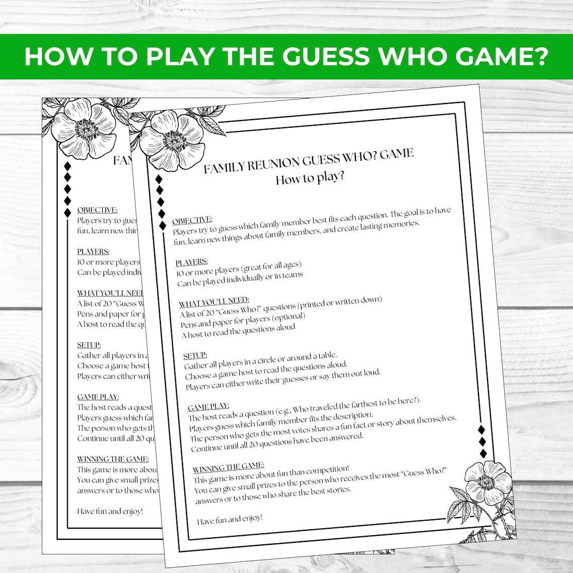 Family Reunion Guess Who Game Printable - Family Gathering Activity for ...