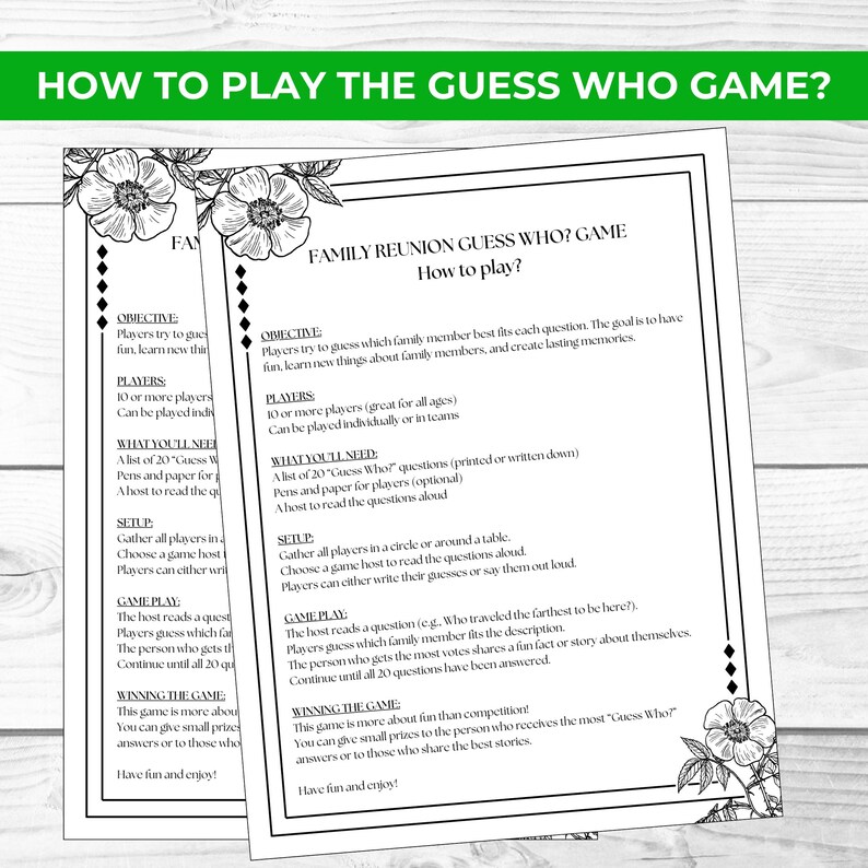 Family Reunion Guess Who Game Printable - Family Gathering Activity for ...