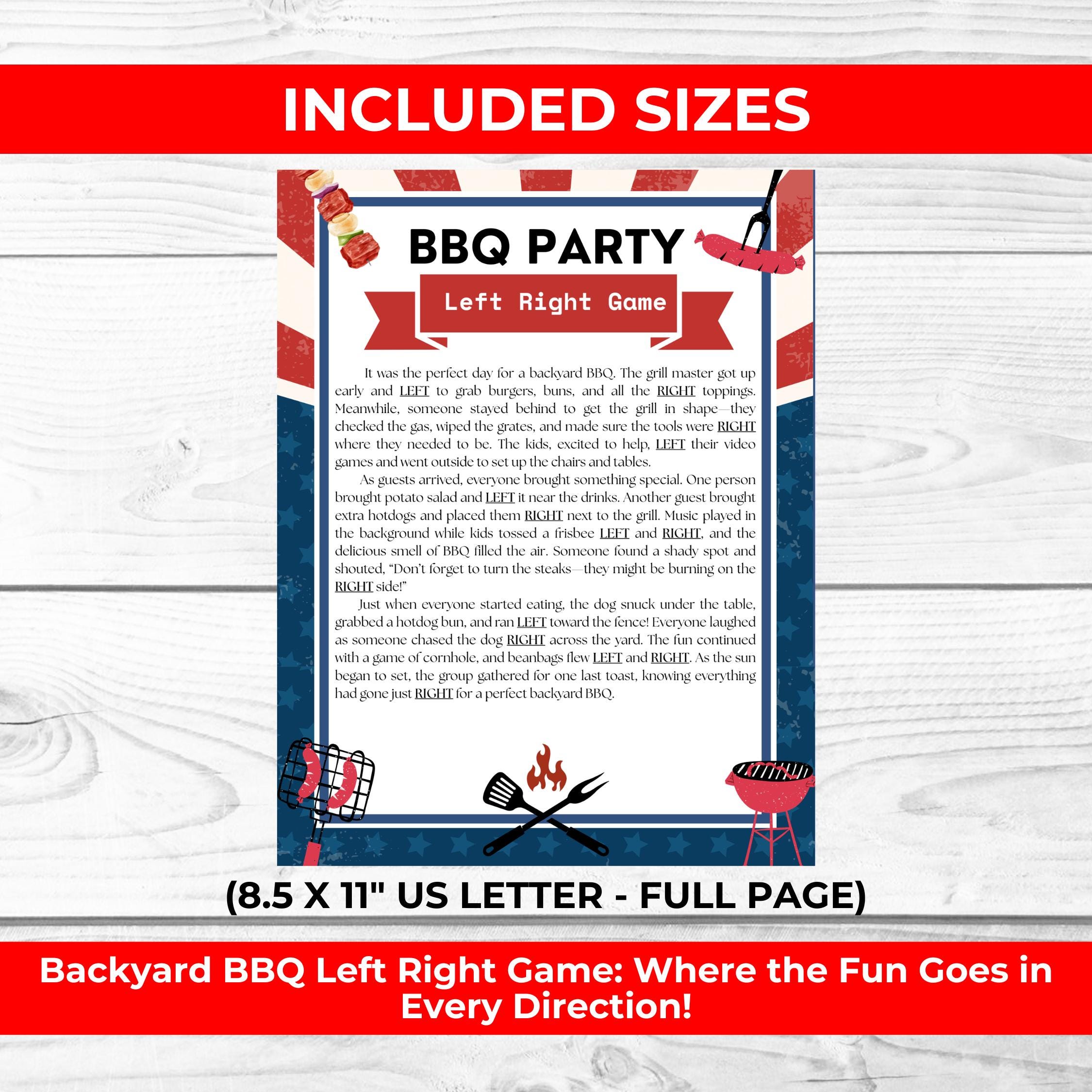 BBQ Left Right Game for Families & Kids – Backyard Party Game + FREE ...