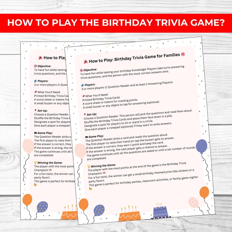 Printable Birthday Trivia Game for Families – Fun Party Activity ...