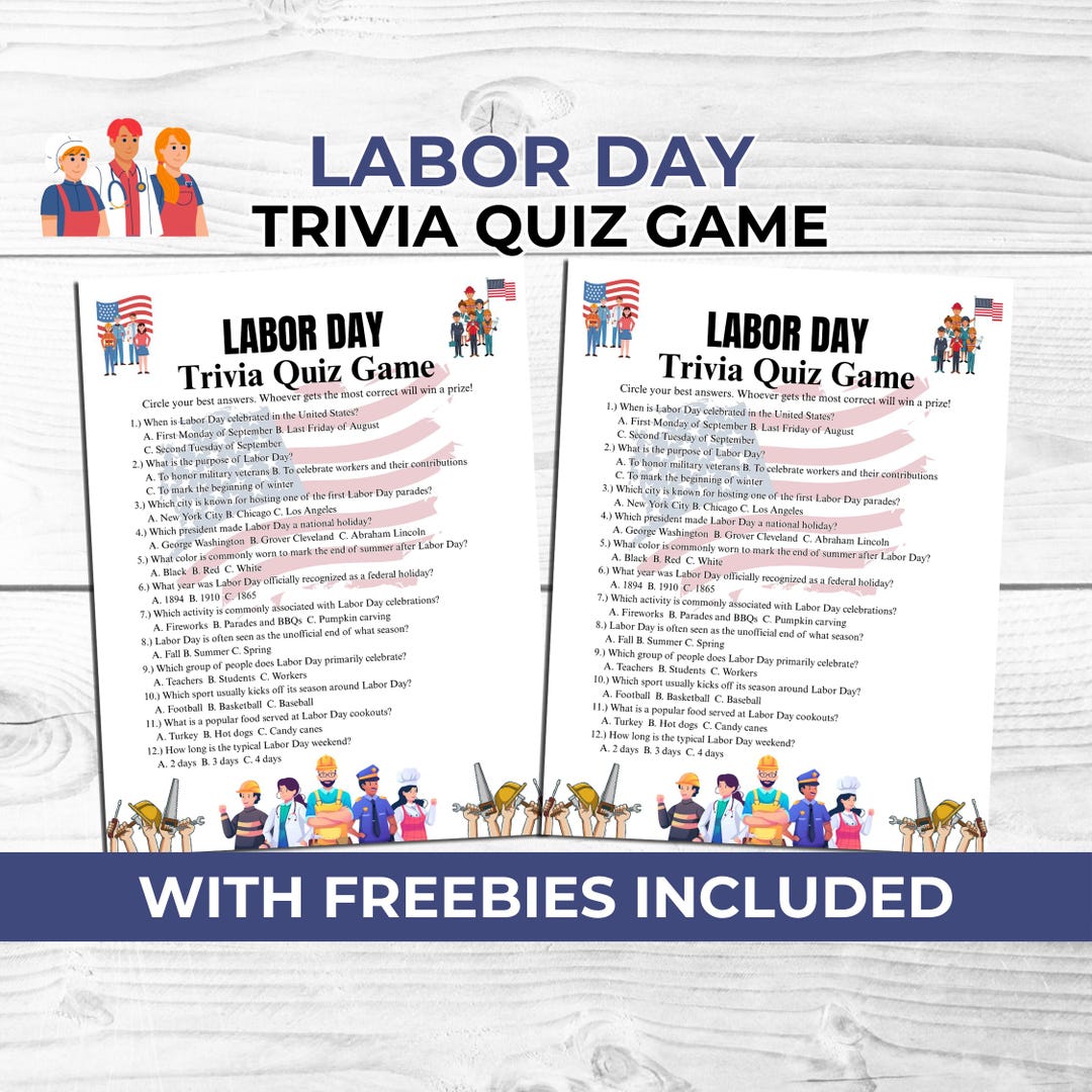 Labor Day Trivia Quiz Game for Families, Kids & Adults | Fun BBQ Party ...