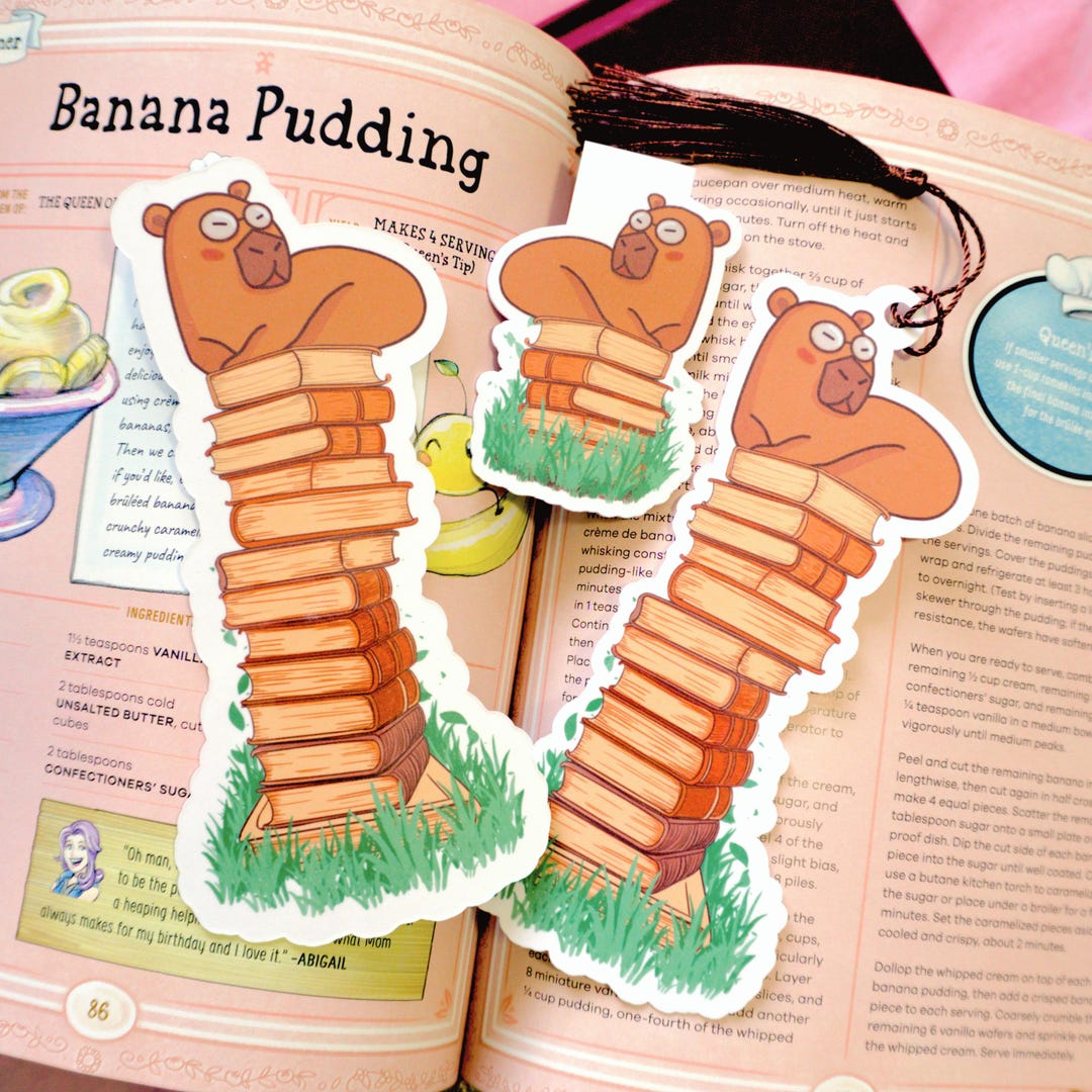 Capybara Bookmark, Magnetic or Tassel, Hand Drawn Handmade Cute ...