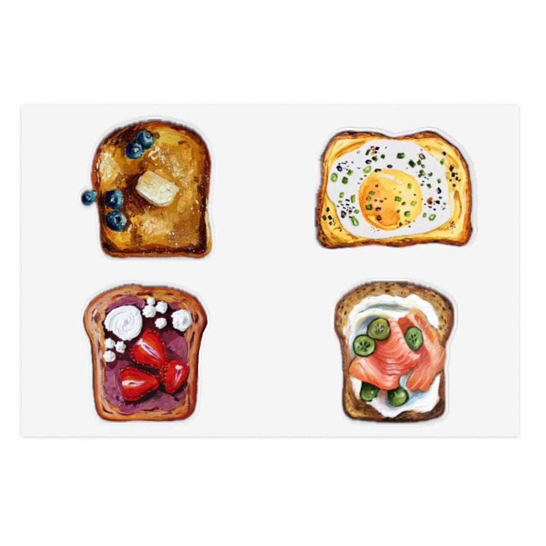 Toast Sticker Sheets - Cute Food Stickers for Journals, Planners ...