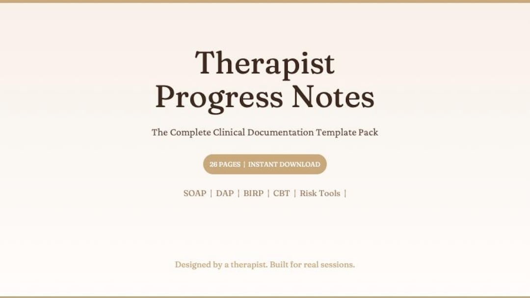 Therapist Progress Notes Template Pack, SOAP DAP CBT Forms (digital ...