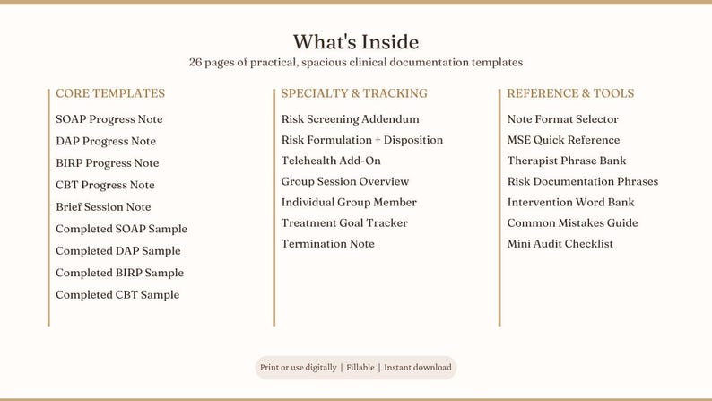 Therapist Progress Notes Template Pack, SOAP DAP CBT Forms (digital ...