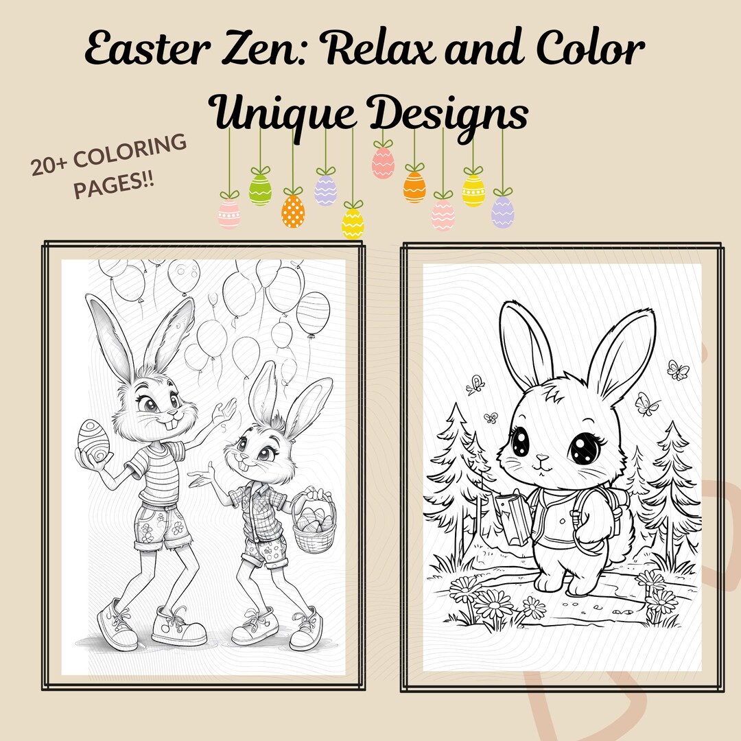 Easter Coloring Book | Cute Easter Printables | Bunny & Egg Coloring ...