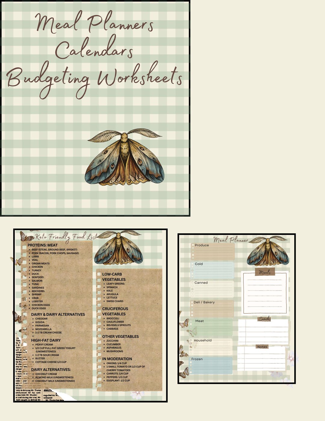 Moth Themed Budget Planner | Budgeting Worksheets, Monthly Calendar ...