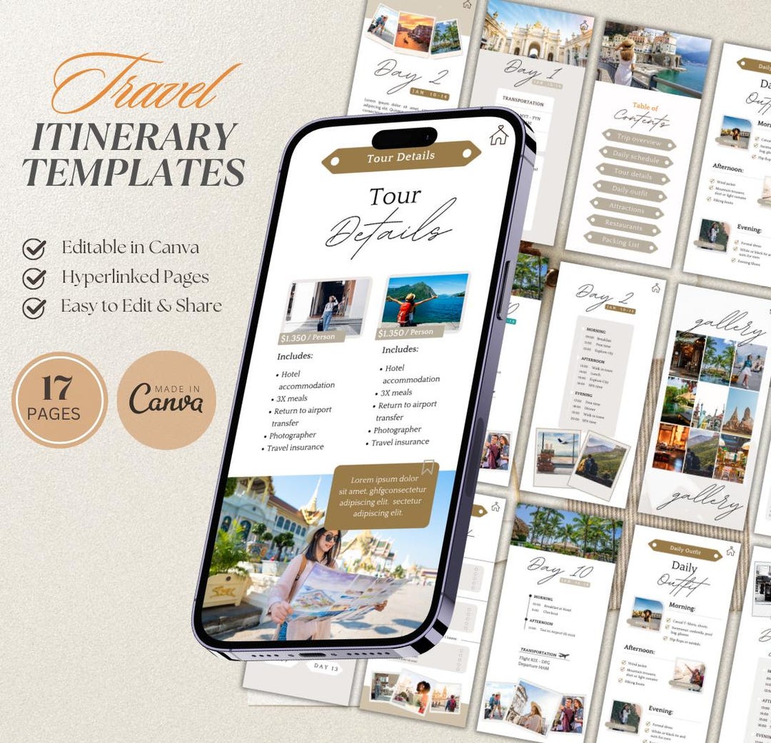 Interactive Digital Travel Itinerary | Editable Trip Planner | Vacation ...