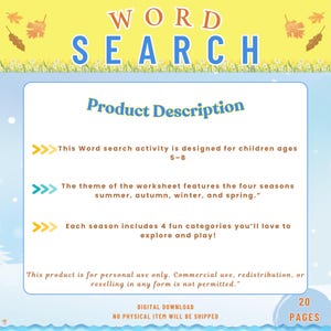 Best Four Seasons Word Search, Crossword Puzzle, Baby Puzzle, Mind Busy ...