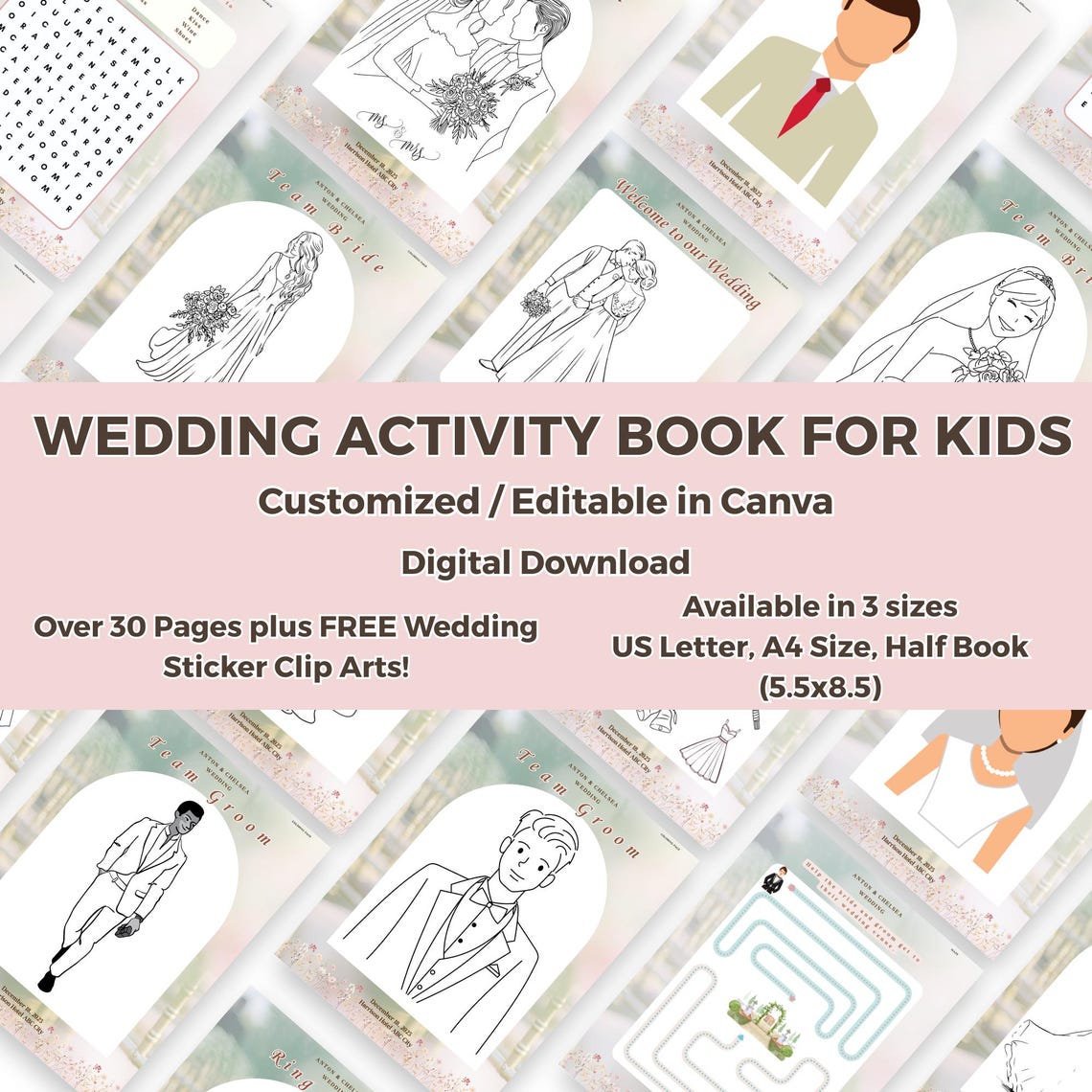 Kids Wedding Activity Book, Wedding Coloring and Games for Children ...