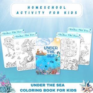 Under the Sea Coloring Book for Kids, Ocean and Mermaid Printable Pages ...