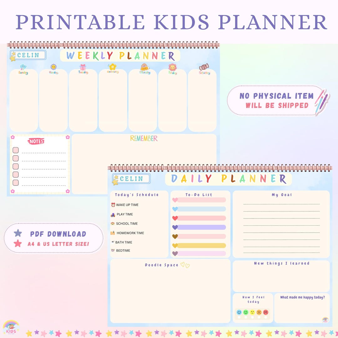 Printable Homeschool Planner for Kids, Weekly Planner, Toddler Daily ...