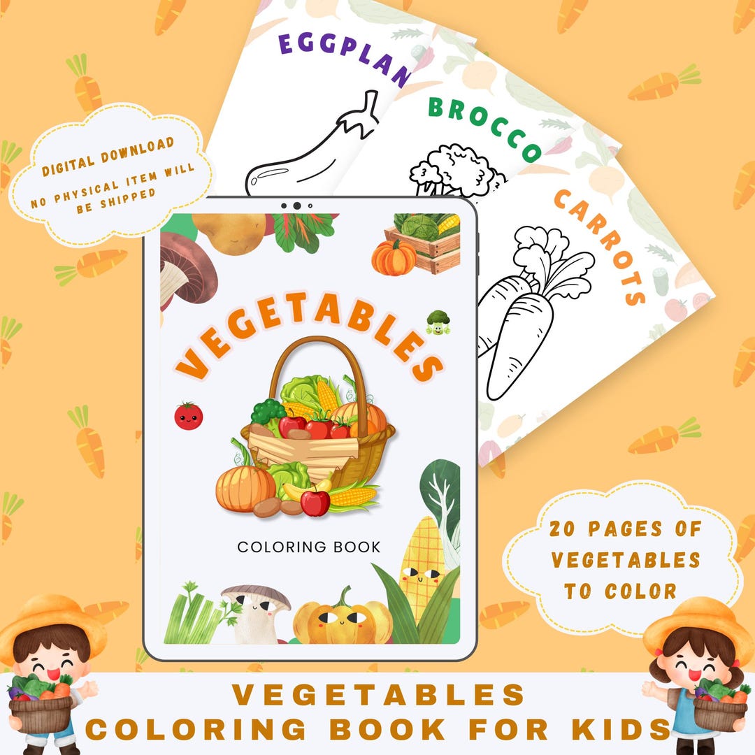 Printable Vegetables Coloring for Kids, Simple and Educational Veggie ...
