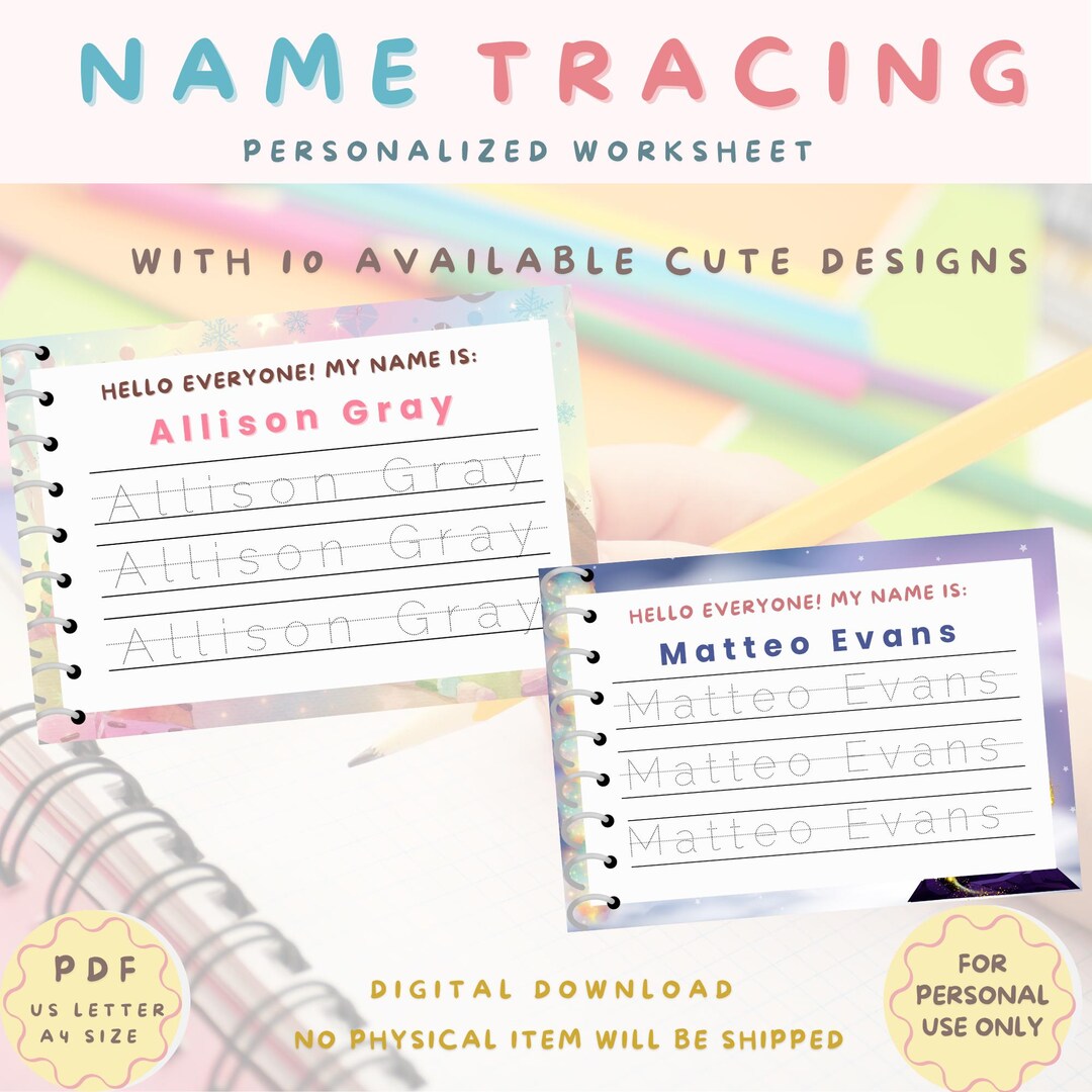 Customized Tracing Name, Printable PDF Worksheets, Practice Handwriting ...