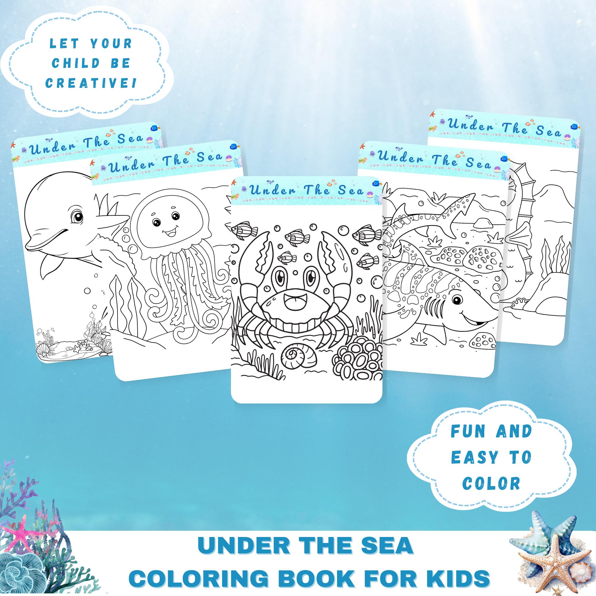 Under the Sea Coloring Book for Kids, Ocean and Mermaid Printable Pages ...