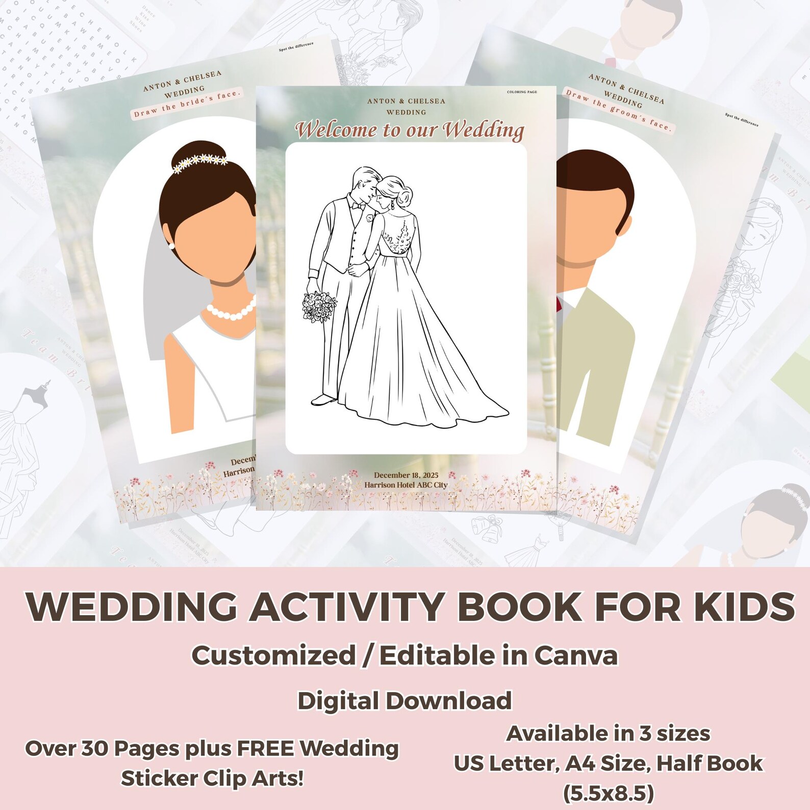 Kids Wedding Activity Book, Wedding Coloring and Games for Children ...