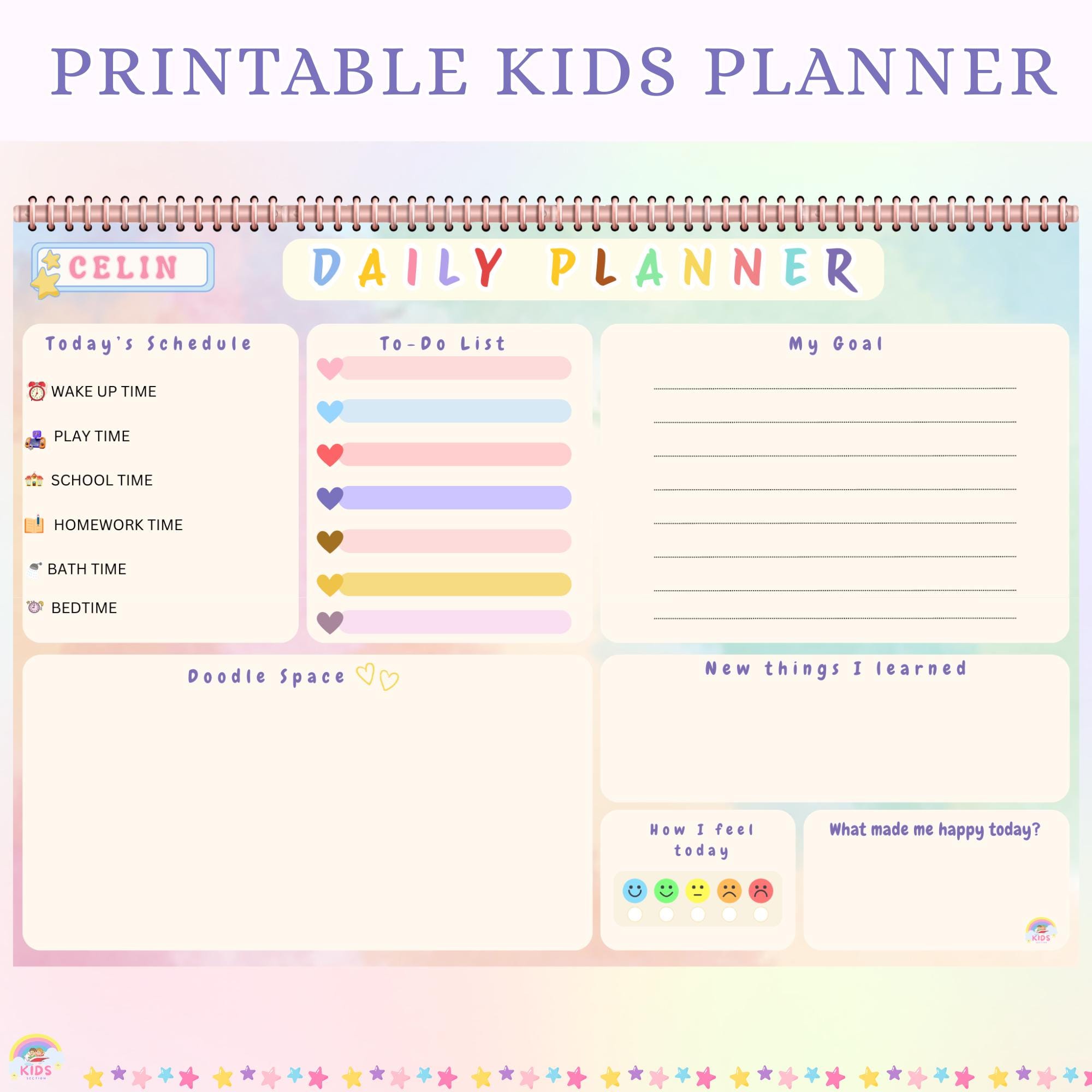 Printable Homeschool Planner for Kids, Weekly Planner, Toddler Daily ...