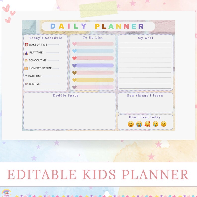 Editable Homeschool Planner for Kids, Weekly Planner, Toddler Daily ...