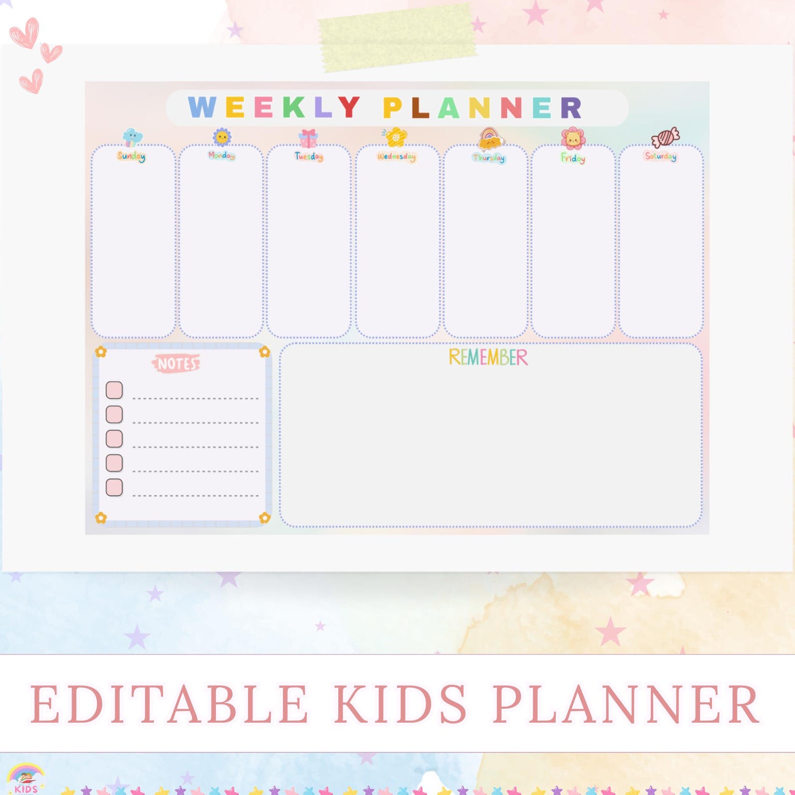 Editable Homeschool Planner for Kids, Weekly Planner, Toddler Daily ...