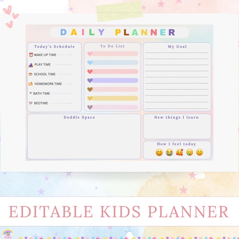 Editable Homeschool Planner for Kids, Weekly Planner, Toddler Daily ...