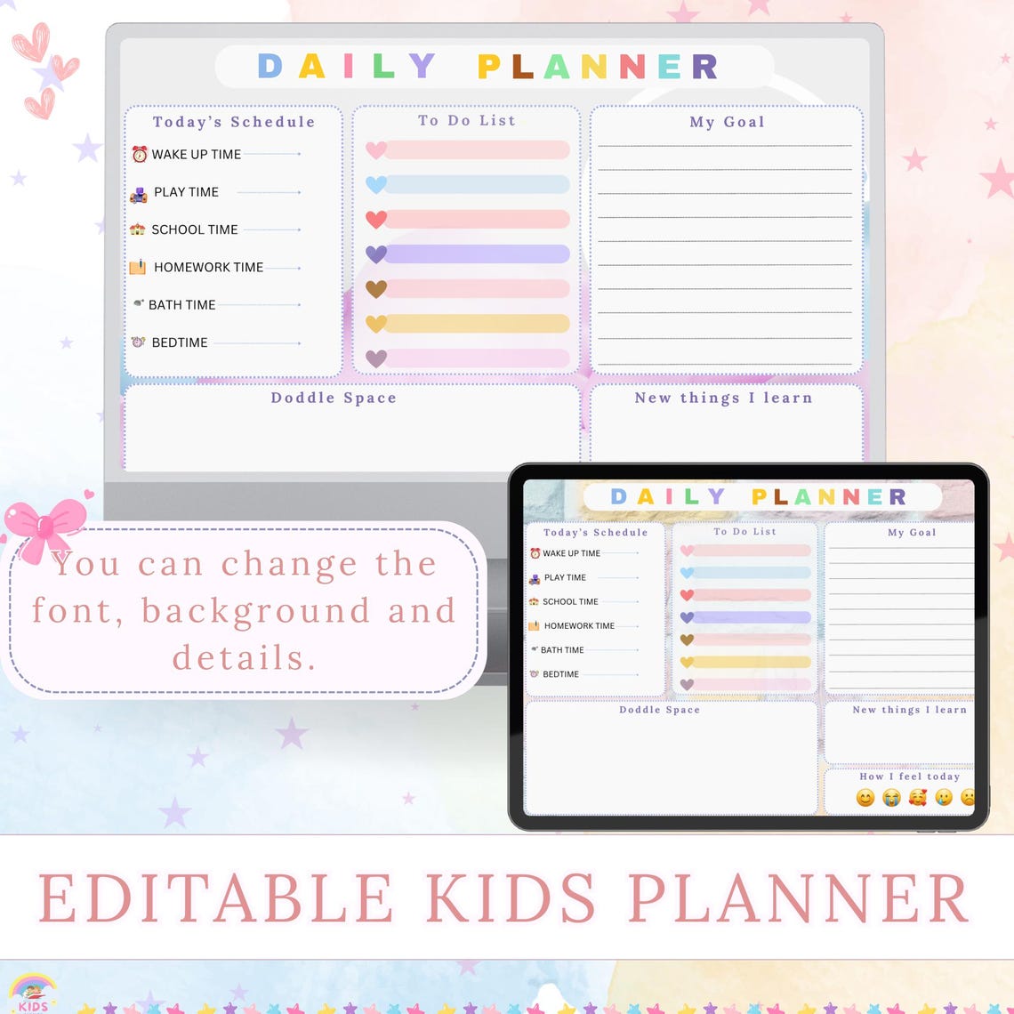 Editable Homeschool Planner for Kids, Weekly Planner, Toddler Daily ...