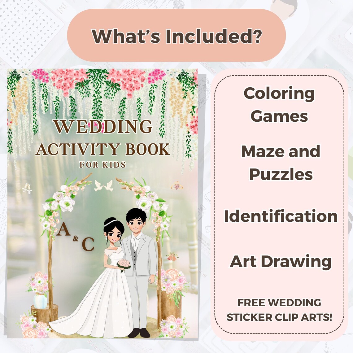 Kids Wedding Activity Book, Wedding Coloring and Games for Children ...