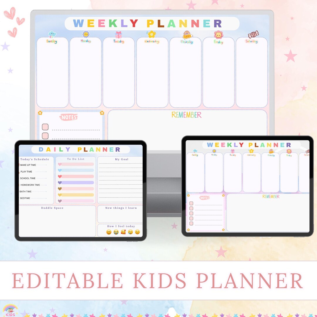 Editable Homeschool Planner for Kids, Weekly Planner, Toddler Daily ...