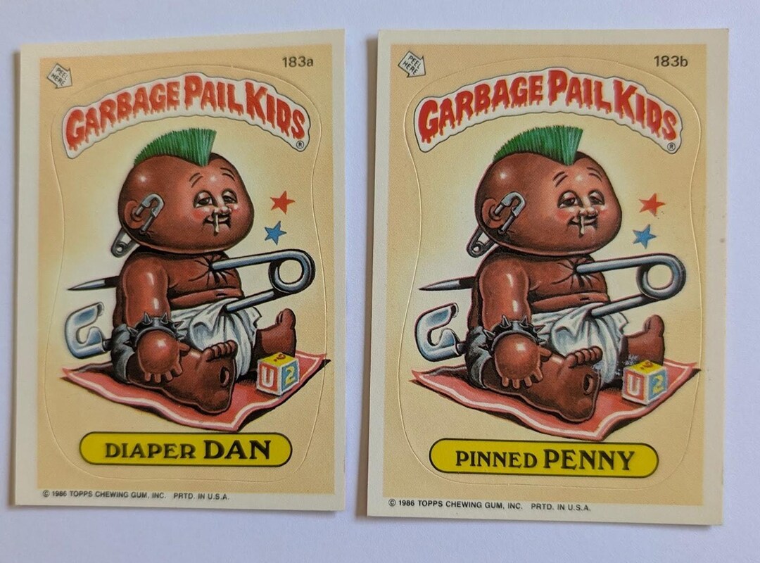 Garbage Pail Kids Lot – Diaper Dan & Pinned Penny (183a/183b A/B Pair ...