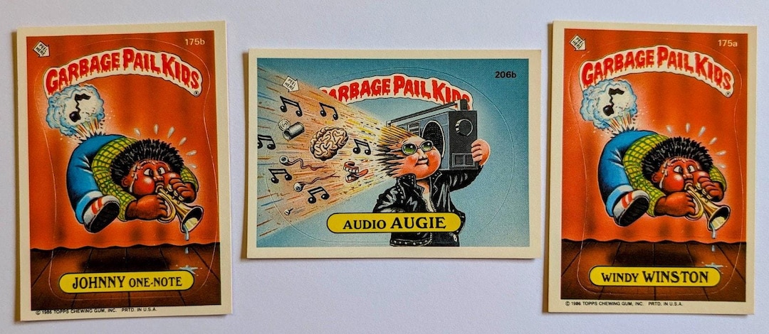 Garbage Pail Kids Lot – Audio Augie, Johnny One-note, Windy Winston - Etsy