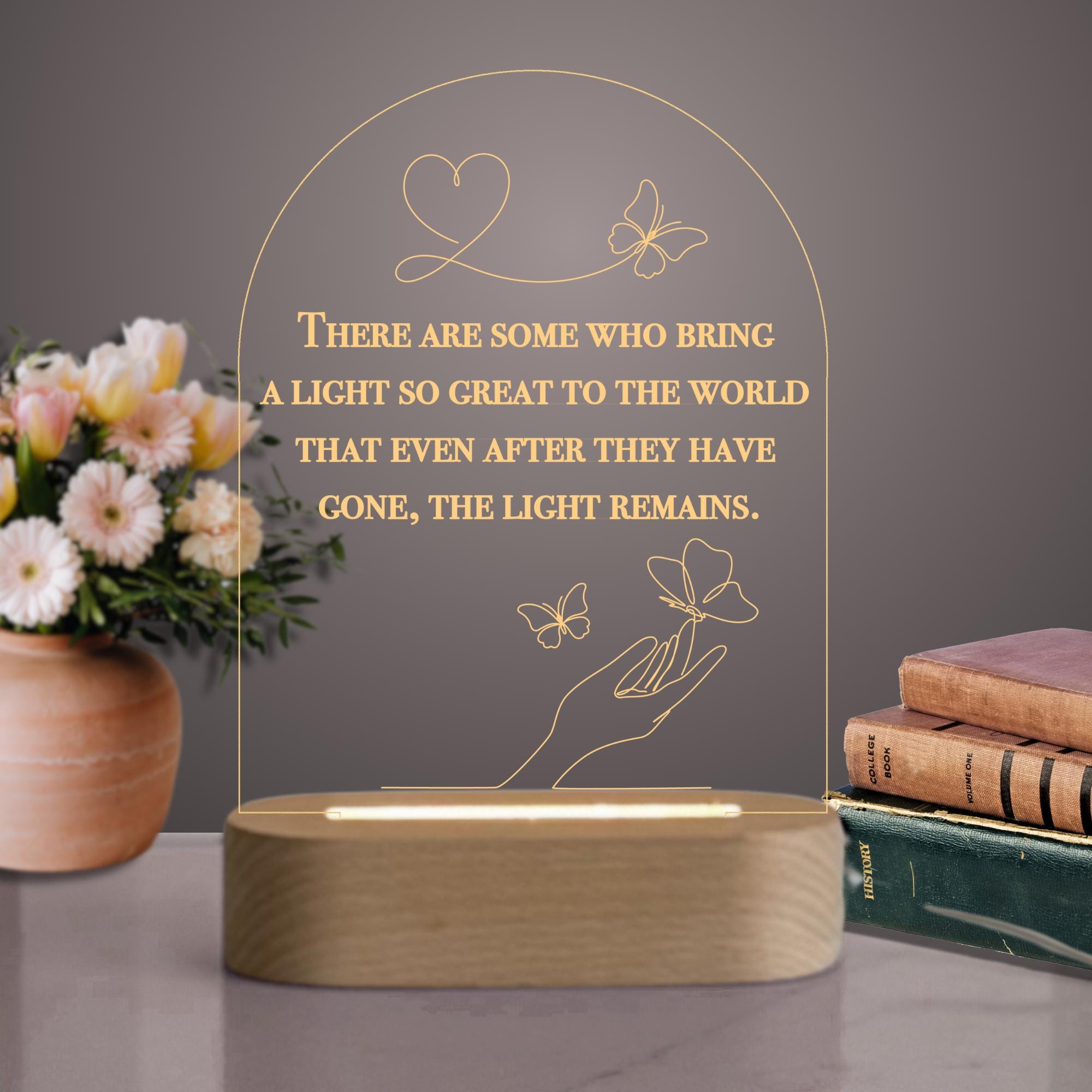 Her Light Remains, Bereavement Gift Home Decor, Personalized Memorial ...