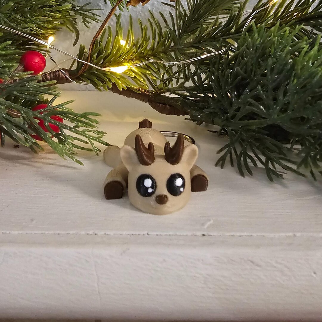 Mini Reindeer Keychain – 3D Printed Christmas Stocking Stuffer - Etsy