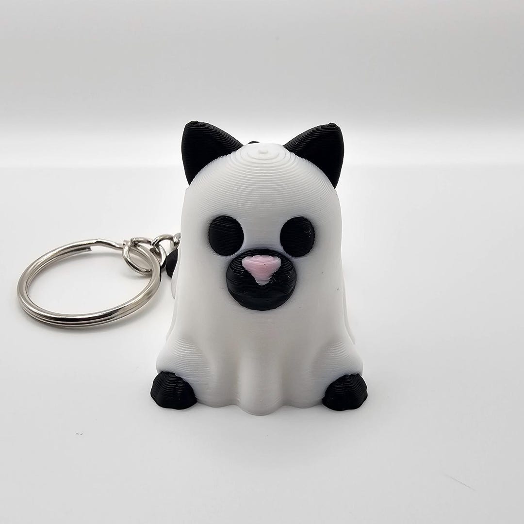 Ghost Cat Keychain – 3D Printed Halloween Cat Charm - Etsy